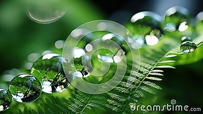 Small Raindrops Fall On The Green Leaves Of Ferns Stock Photography ...