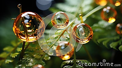 Small Raindrops Fall On The Green Leaves Of Ferns Stock Photography ...