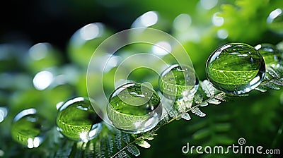 Small Raindrops Fall On The Green Leaves Of Ferns Stock Photography ...