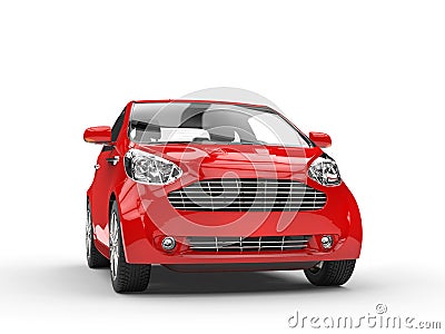Small Red Compact Car - Front Headlight View Royalty-Free Stock ...