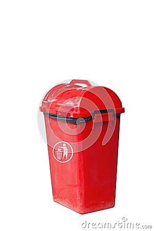 Small Red Garbage Bin Stock Photo - Image: 25235290