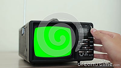 Small Retro Tv with Green Screen, Switching Channels Stock Footage ...