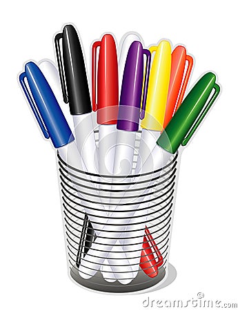 Small Tip Marker Pens Cartoon Vector | CartoonDealer.com #4743553