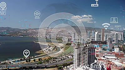 Smart City and Communication Network Concept. 5G. IoT Internet of ...