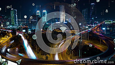 Smart City and Communication Network Concept. 5G. IoT Internet of ...