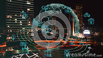 Smart City and Communication Network Concept. 5G. IoT Internet of ...