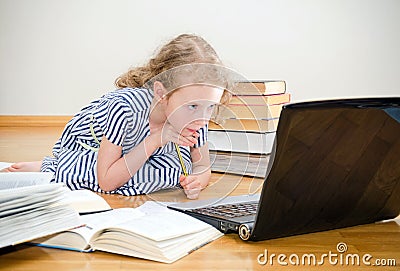 Smart Little Girl Writes Diploma. Royalty-Free Stock Photo ...