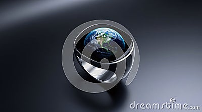 Smart Ring Displaying A Dynamic Planet Earth On Dark Screen Background ...