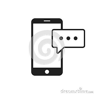 Smartphone With Message Icon. Texting Message Symbol. Isolated ...
