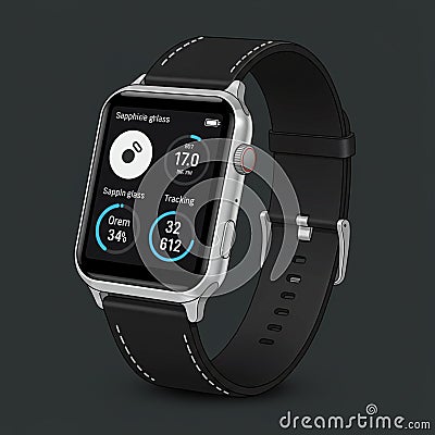 Smartwatch With A Rectangular Touchscreen Display Set In A Silver ...