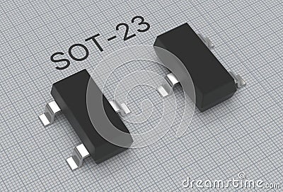 SMD SOT-23 Electronic Transistor Placed On Blueprint 3d Illustration ...