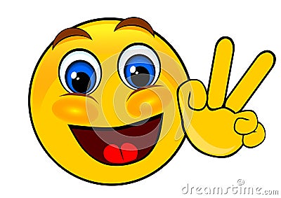 Smile Emoticons Peace Hand Stock Illustration - Image: 60773086