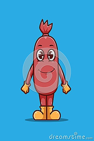 Cute Smiling Sausage Cartoon Illustration | CartoonDealer.com #240404942
