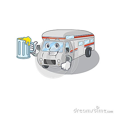 Smiley Campervan Mascot Design With A Big Glass Vector Illustration ...