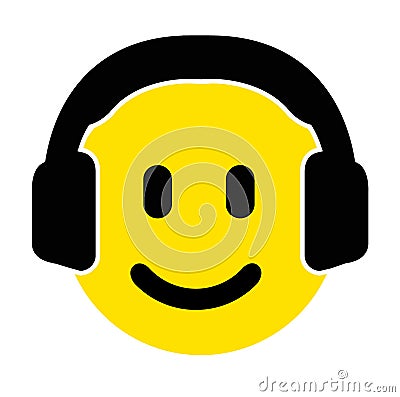 Smiley Emoji Face With A Cute Headset Stock Photo | CartoonDealer.com ...