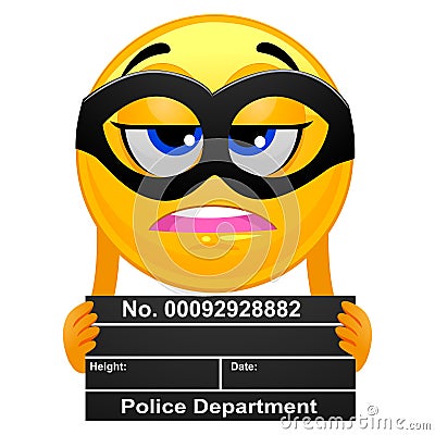 Smiley Emoticon Prisoner Taking A Mug Shot Vector Illustration ...