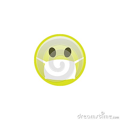 Smiley Face Wearing Mask, Medical Mask Emoji Vector Symbol ...