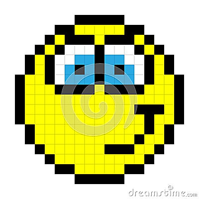 Smiley Pixel Art Style On White Background. Vector | CartoonDealer.com ...