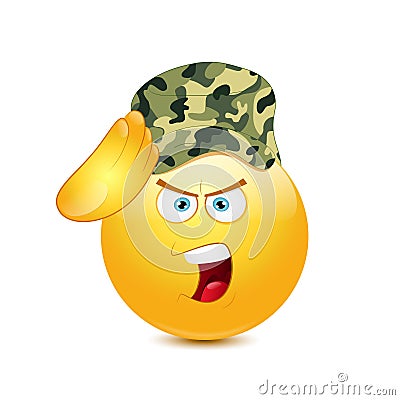 Smiley Saluting In Army Vector Illustration | CartoonDealer.com #105941628