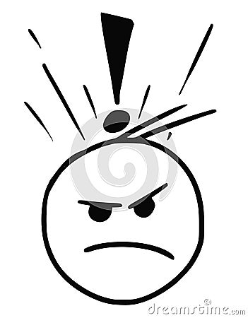 Smiley Vector Hand Drawn Angry Face With Exclamation Mark Above Stock ...