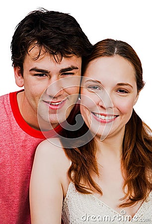 Smiling Couple Talking on Mobiles Stock Photo - Image of girlfriend ...