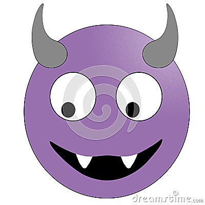 Smiling Face With Horns. Purple Devil Emoticon. Royalty-Free Stock ...