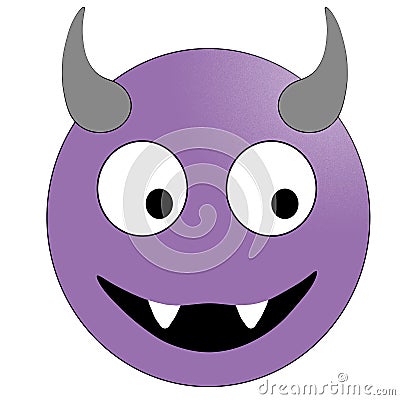 Smiling Face With Horns. Purple Devil Emoticon. Stock Photo ...