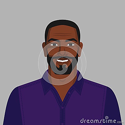 Smiling Handsome Black Man With Beard Vector Illustration ...