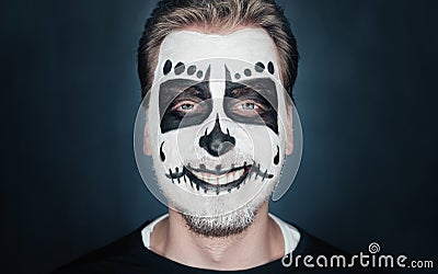 Smiling Man With Sugar Skull Makeup Stock Photo - Image: 44754754
