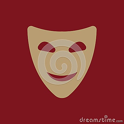 The Smiling Mask Icon. Comedy And Theater Symbol. Flat Vector ...