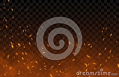 Smoke, Flying Up Sparks And Fire Particles Cartoon Vector ...