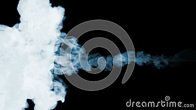 Smoke Stream in Slow Motion. Isolated on Black Background with Backlit ...