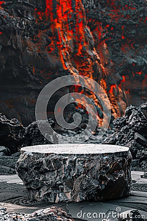 Smooth Basalt Stone Podium For Product Presentation On A Volcanic ...