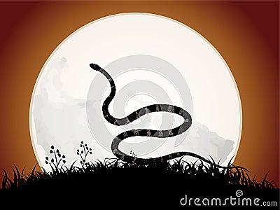 Snake In The Moon Vector Illustration | CartoonDealer.com #16718004