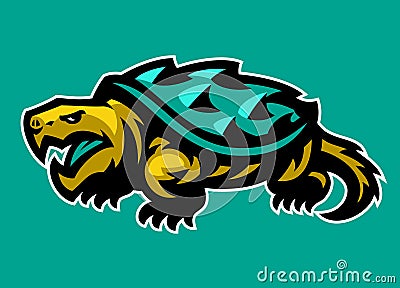 Snapping Turtle Bold Line Sport Style Logo Vector Illustration ...