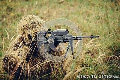 Sniper In The Grass Looking Through The Scope Stock Photo - Image: 49248674