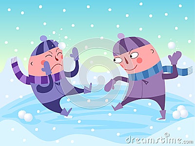 Snowball Fight Vector Illustration | CartoonDealer.com #16204782
