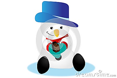 Snowman Eating Ice-cream Royalty Free Stock Images - Image: 12377789