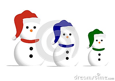 Group of 3 Snowmen stock illustration. Illustration of illustrated ...