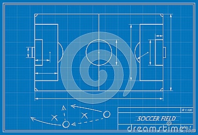 Soccer Field On Blueprint Stock Illustration - Image: 44943694