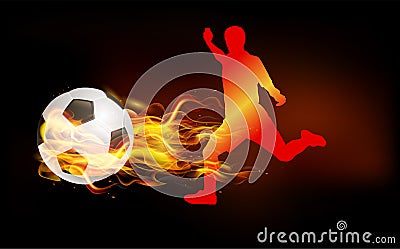 Soccer Player Kicked The Fire Ball Stock Vector - Image: 41451748