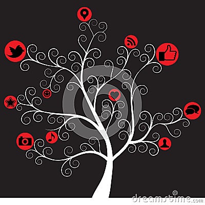 Social Media Icon Tree Vector Illustration | CartoonDealer.com #24859658