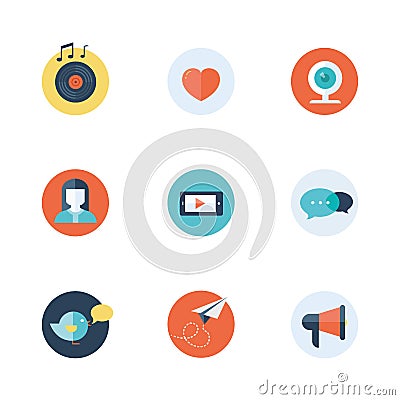Flat Ui Design Icons. Multimedia. Stock Vector - Illustration of ...