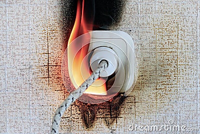 . Socket On Fire. He Is Real. Plastic Melting Occurs. Plug Inserted ...