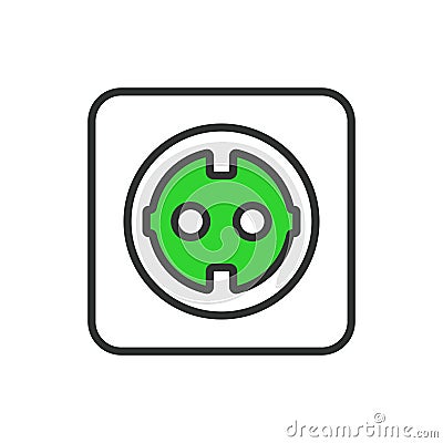 Socket, In Line Design, Green. Socket, Outlet, Plug, Electrical, Power ...