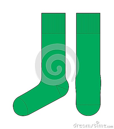Socks Template Vector Illustration Front & Side View | Green ...