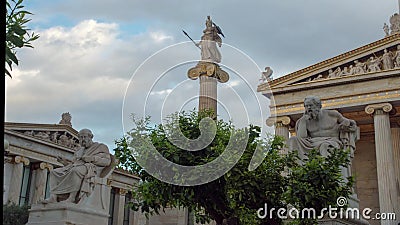 Socrates, Plato and Athena Statues Stock Footage - Video of marble ...