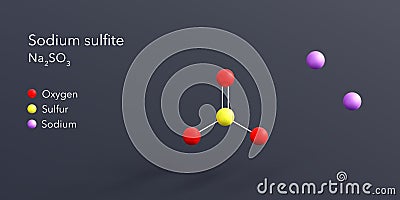 Sodium Sulfite Molecule 3d Rendering, Flat Molecular Structure With ...