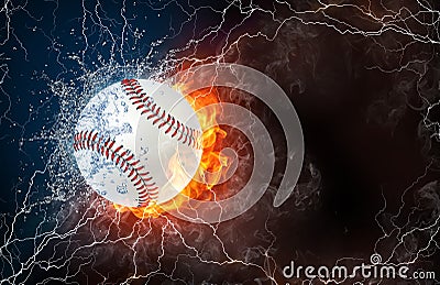 Softball Ball In Fire And Water Stock Illustration - Image: 52752598