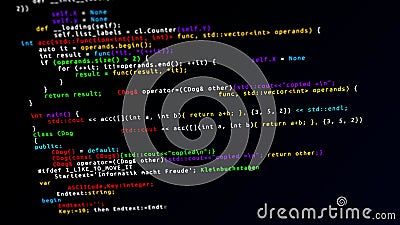 Software Codes Sliding on the Screen, Scrolling through a Page of HTML Code Loop Animation ...